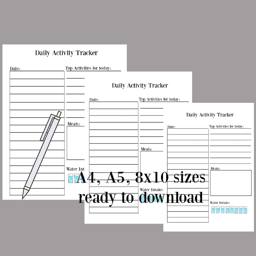 Daily Activity Tracker pdf, Budget pdf, Printable, Minimalist printabl ...