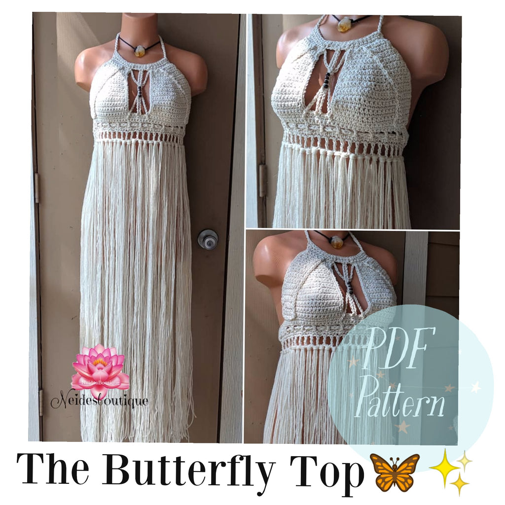 Crochet Crop top pattern, The Butterfly Top Pattern, PDF file – Neides ...