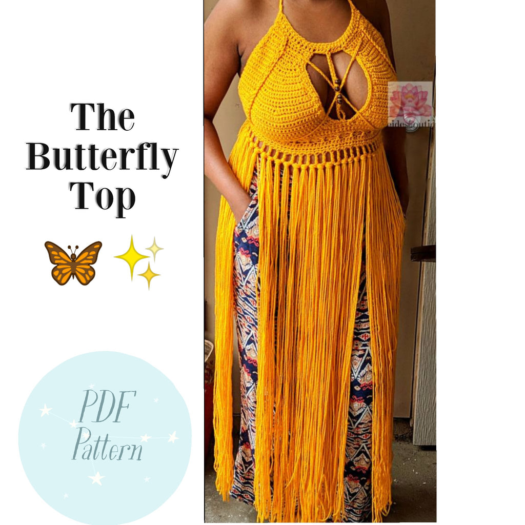 Crochet Crop top pattern, The Butterfly Top Pattern, PDF file – Neides ...
